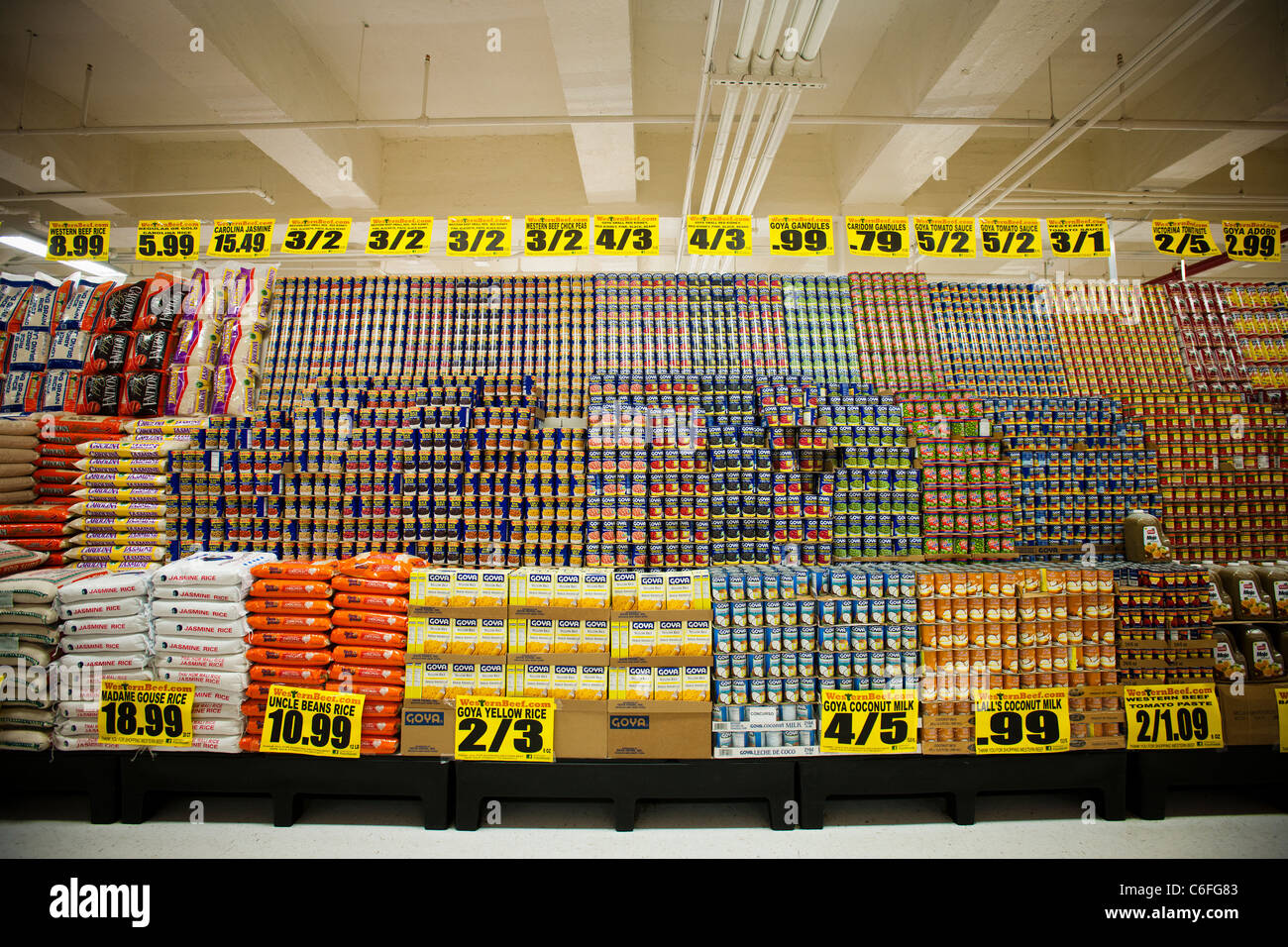 A display of Goya and other Hispanic products in a supermarket in the ...