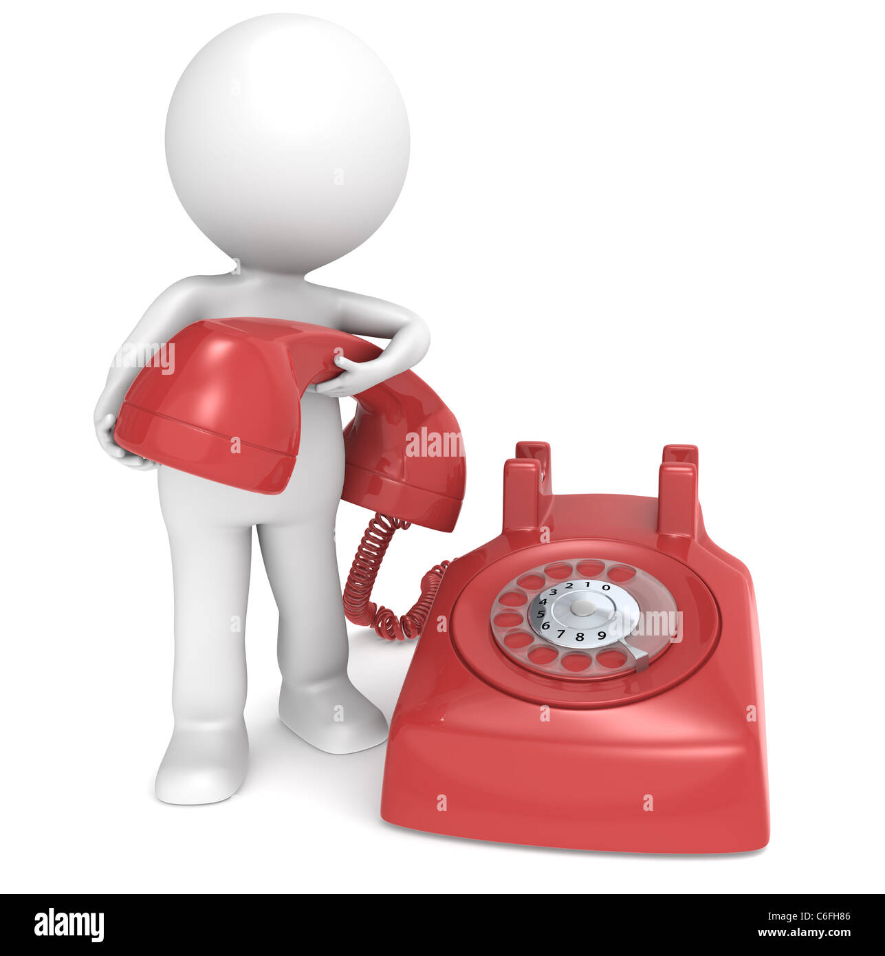 3D little human character with a Telephone. People series Stock Photo ...