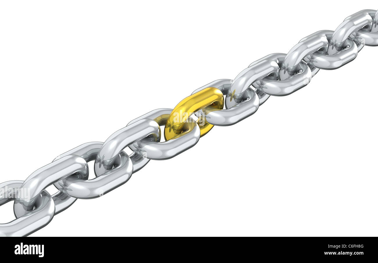 Chain with one Golden link Stock Photo - Alamy