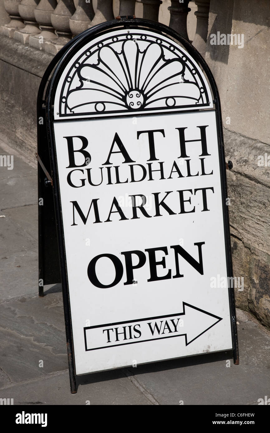 Entrance Sign to Guildhall Market, Bath, England, UK Stock Photo - Alamy