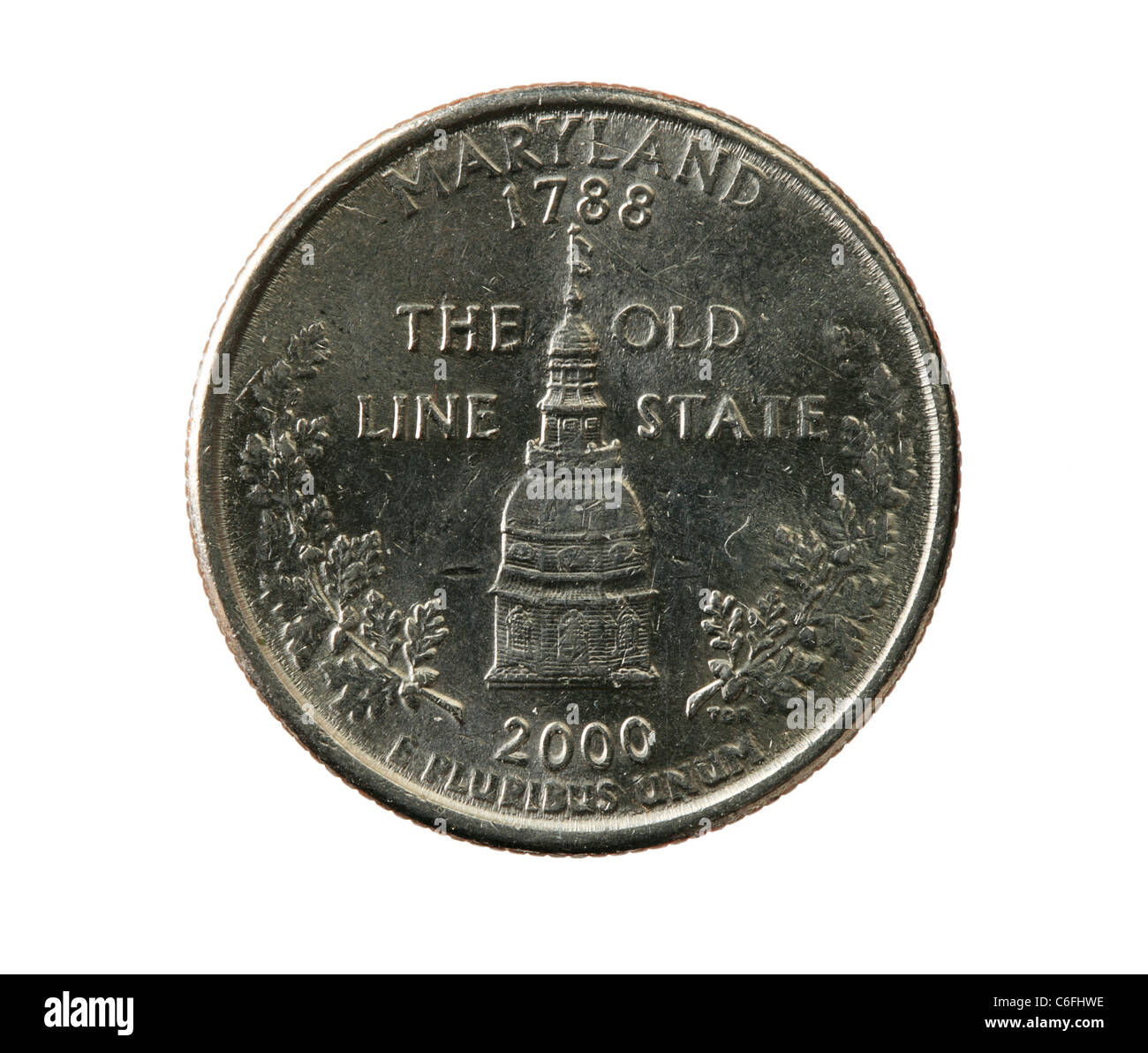 Maryland state quarter coin isolated on white background Stock Photo ...