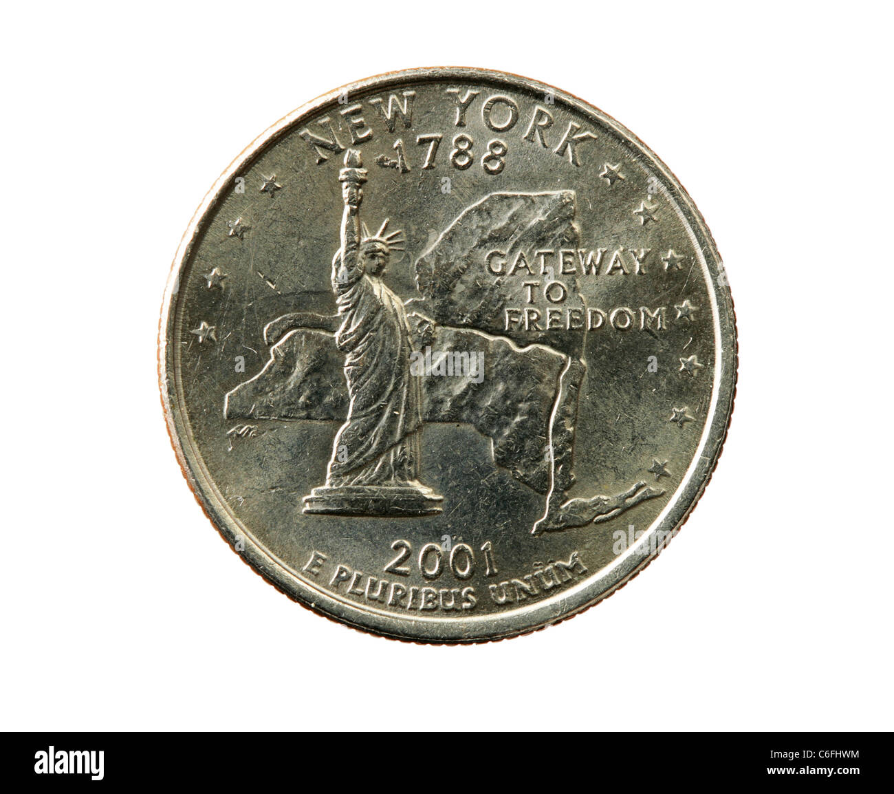 New York state quarter coin isolated on white background Stock Photo ...