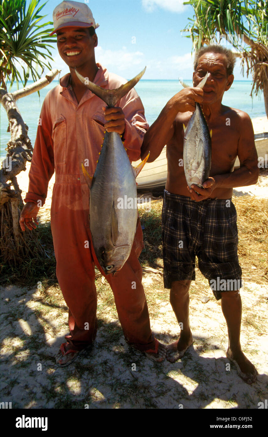 Locals display the catch of the day at Tarawa, Kiribati, Central ...