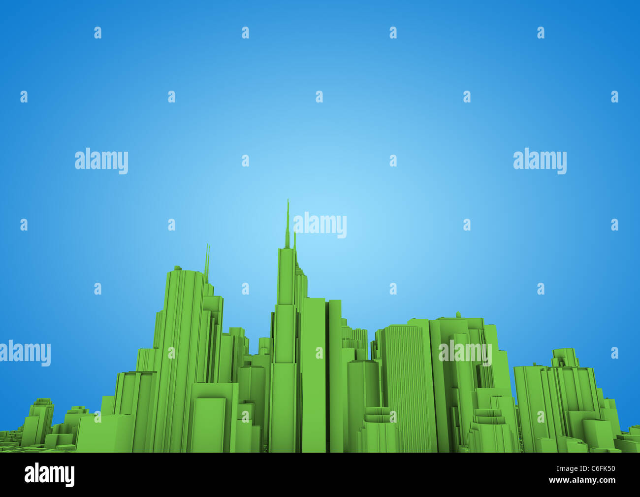 render of a green city on blue background Stock Photo - Alamy