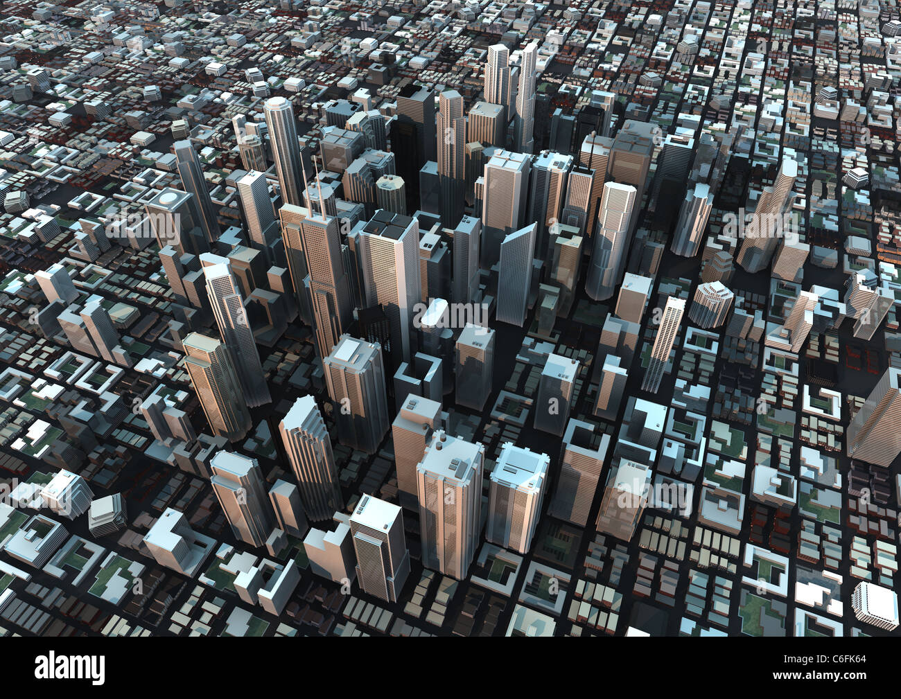 render of a city at dusk Stock Photo - Alamy