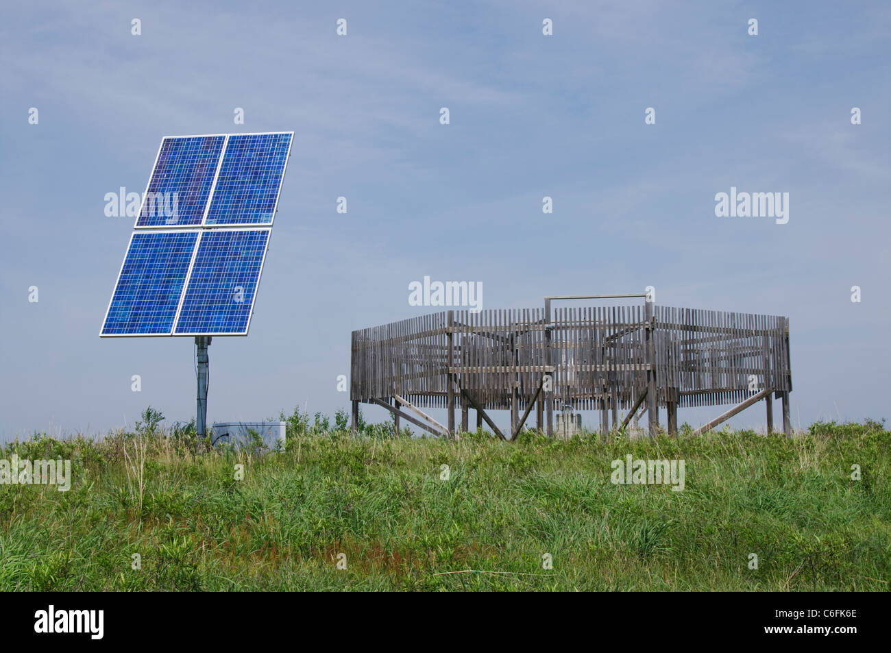Solar panel array powering a weather station at Necedah Wildlife Refuge ...