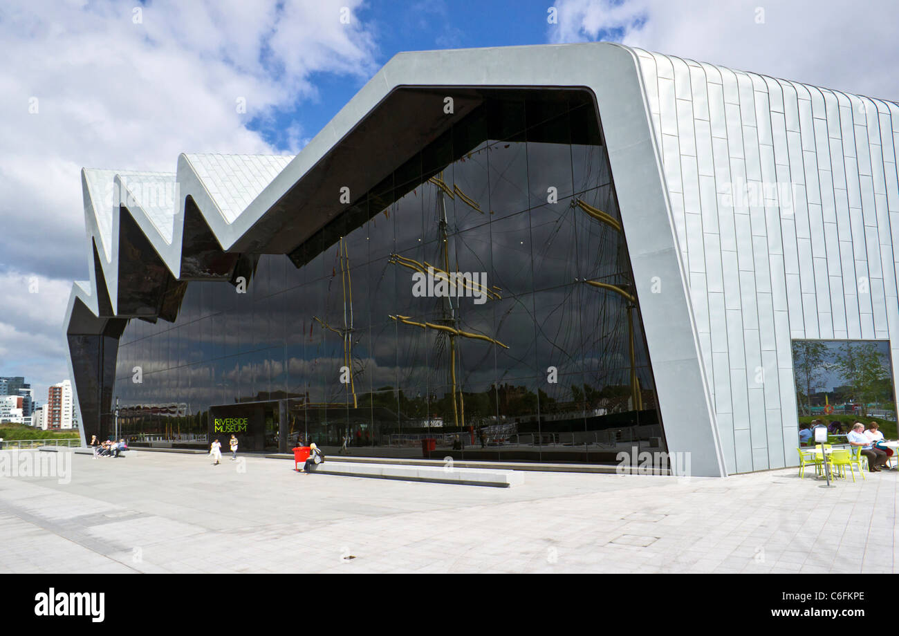 Newly built Riverside Museum on the River Clyde in Glasgow featuring ...
