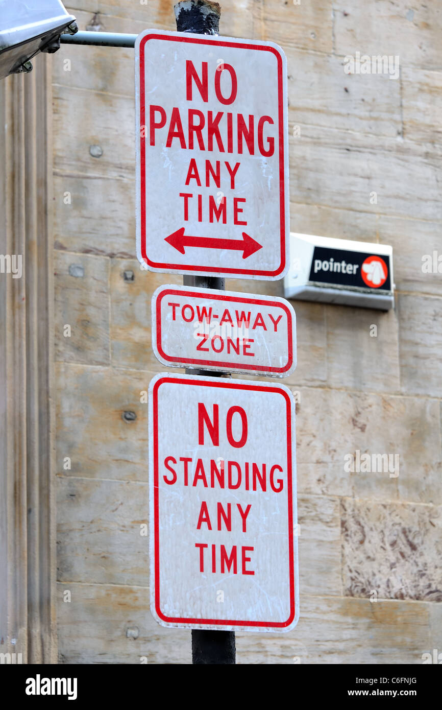 Road signs, parking restriction signs in USA Stock Photo - Alamy