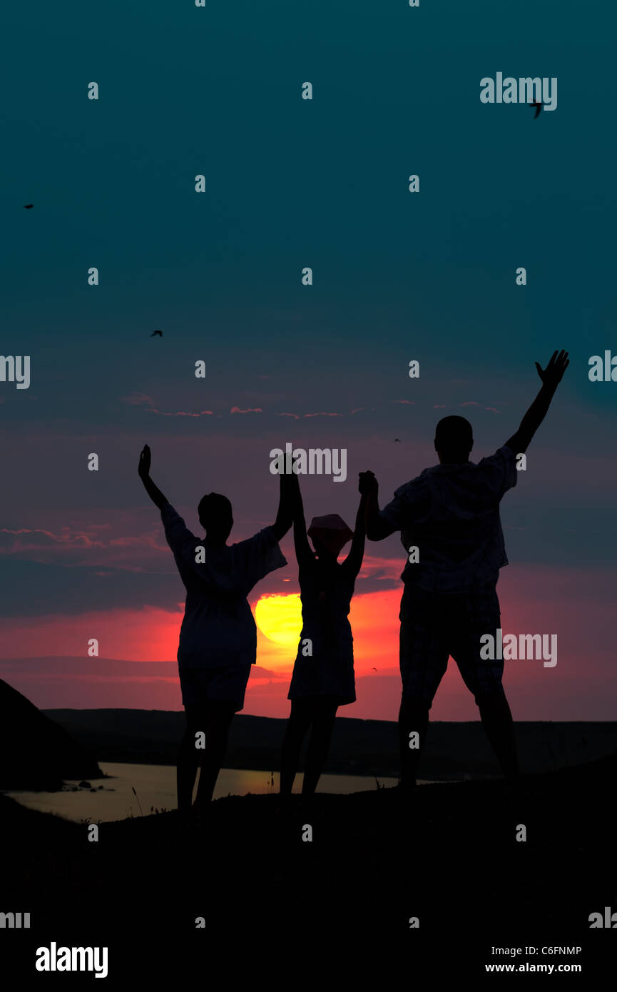 Silhouette woman three persons hi-res stock photography and images - Alamy