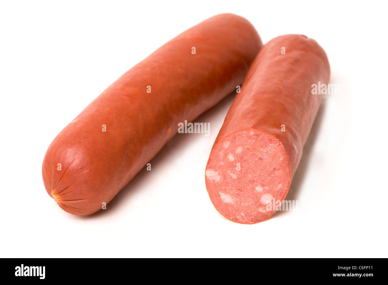 two sausages on white background Stock Photo - Alamy