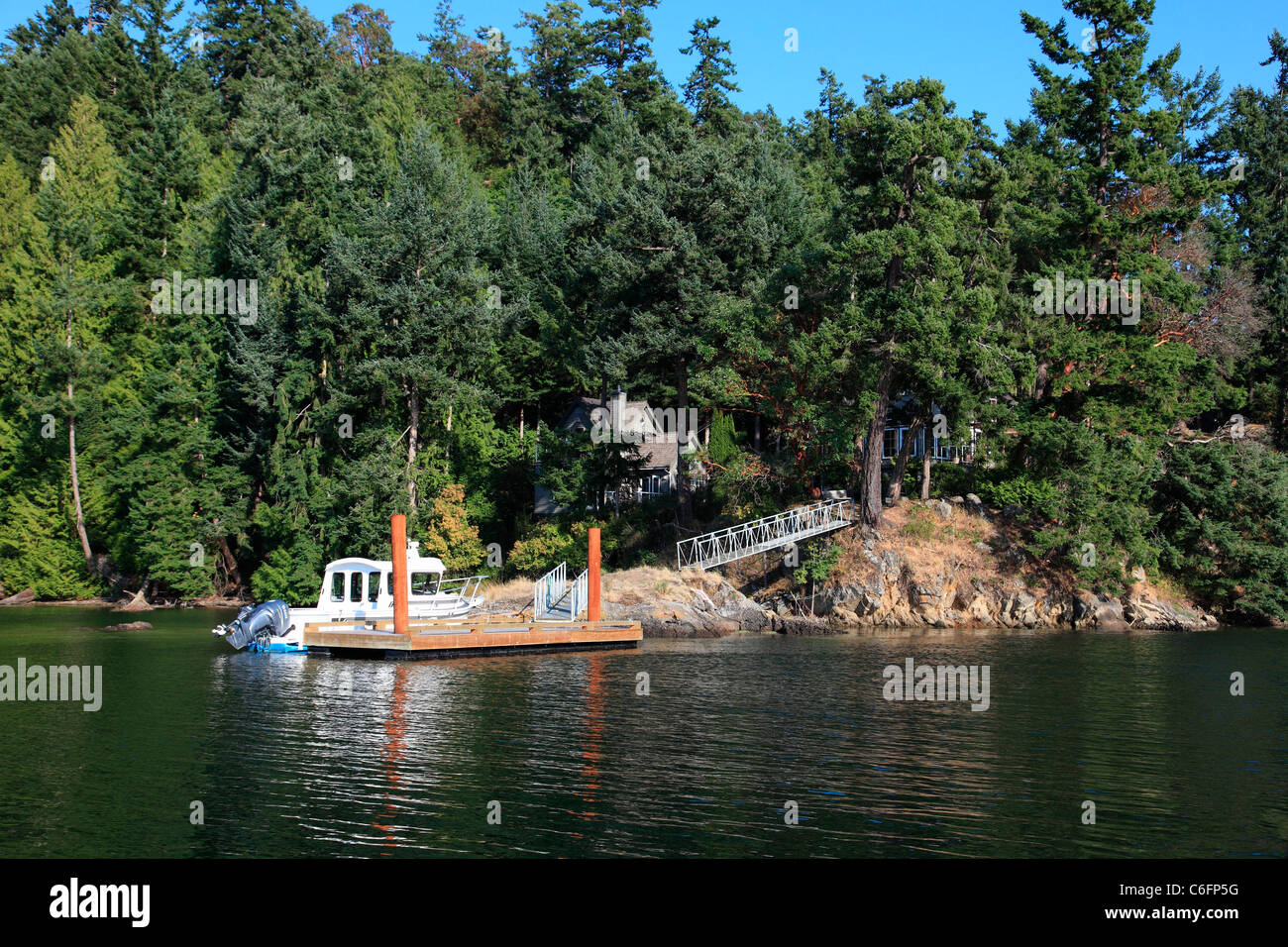 Private dock on Pender Island BC Canada Stock Photo - Alamy