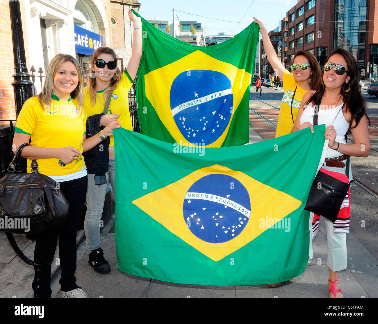 Atmosphere Fans of the Brazil national football team celebrate their ...