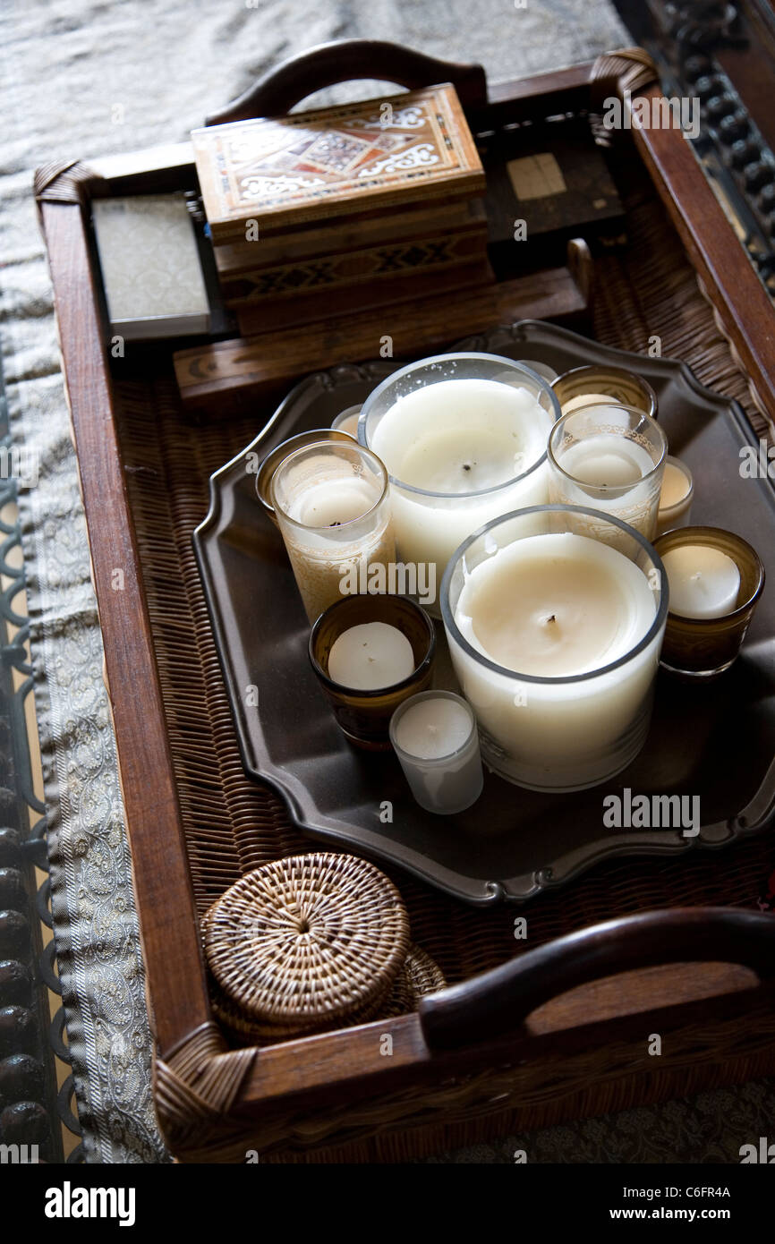 Candles on Coffee Table Stock Photo - Alamy