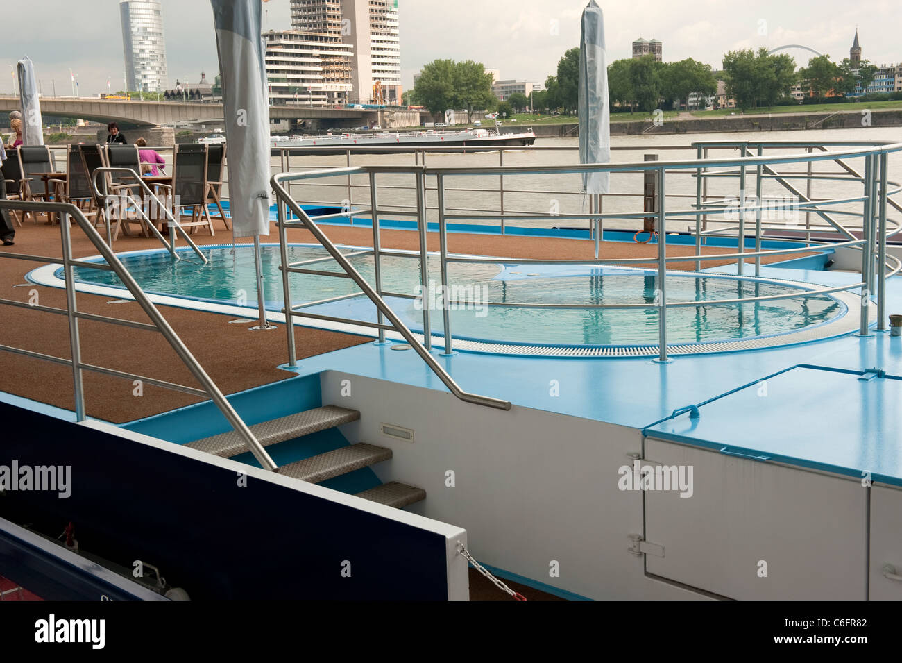 Swimming pool on cruise ship boat Rhine Cologne Koln Germany Europe ...