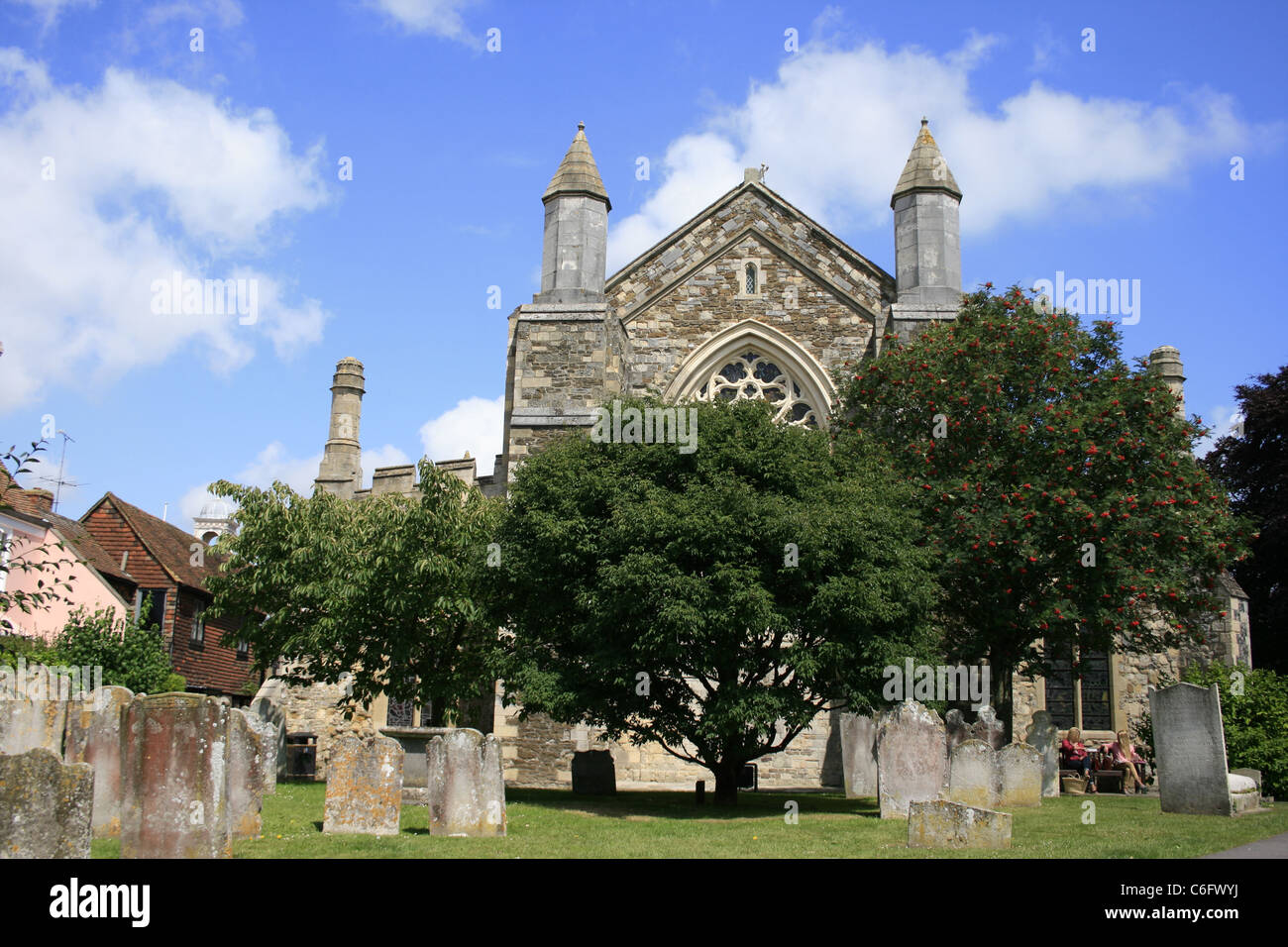 Parish church of St Mary the Virgin and graveyard, Rye, Kent Stock ...