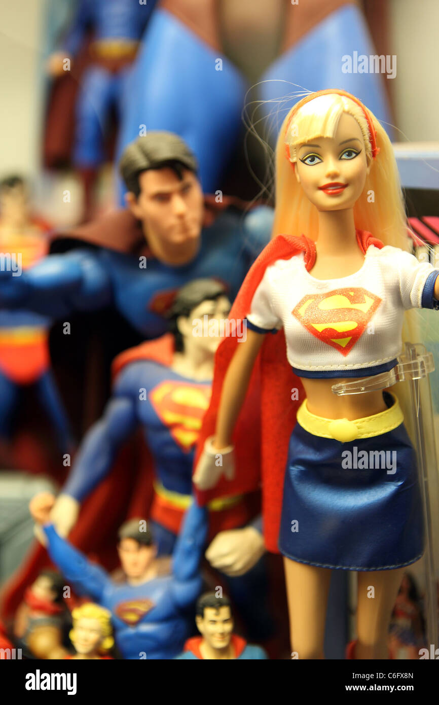 Superman action figures on display at toy world. Penang, Malaysia ...