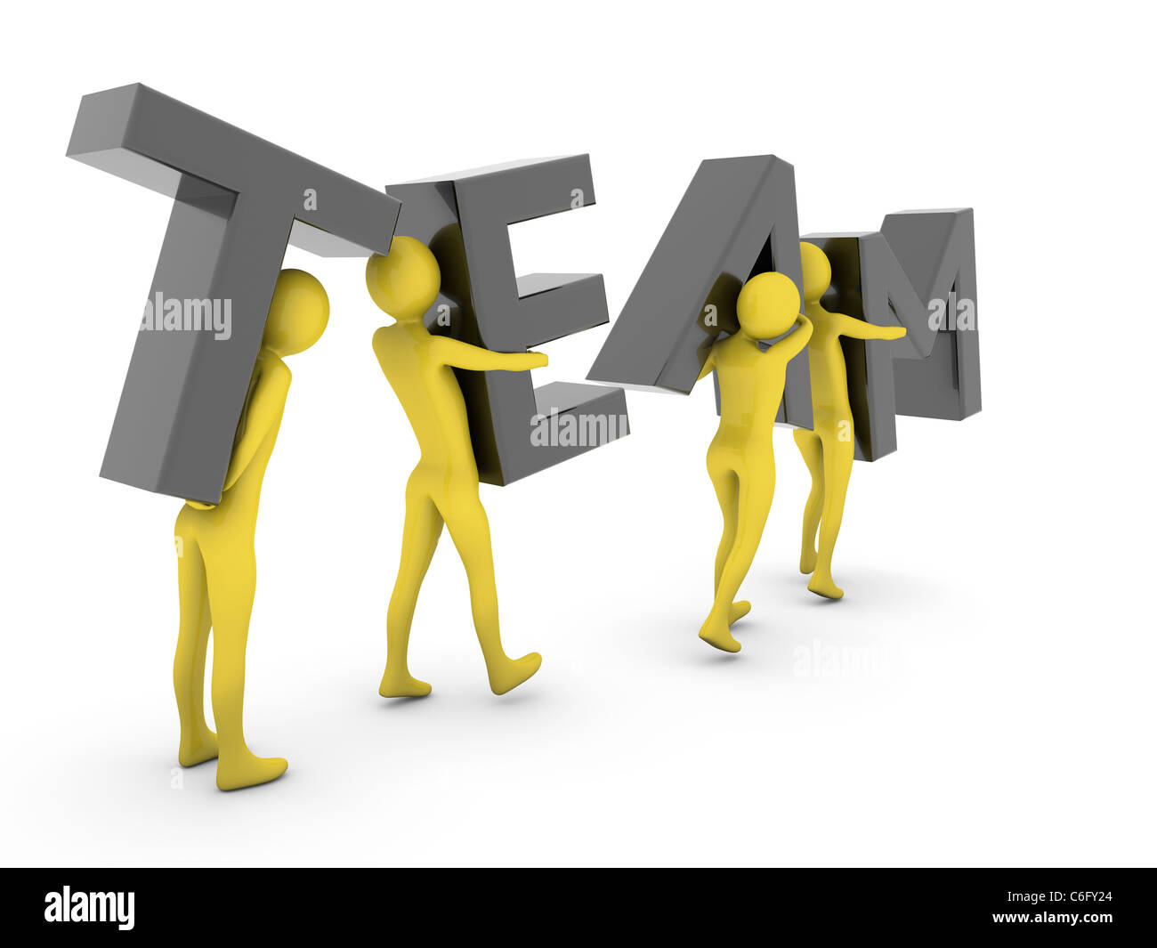 People in Teamwork.High Resolution 3D render isolated on white Stock ...