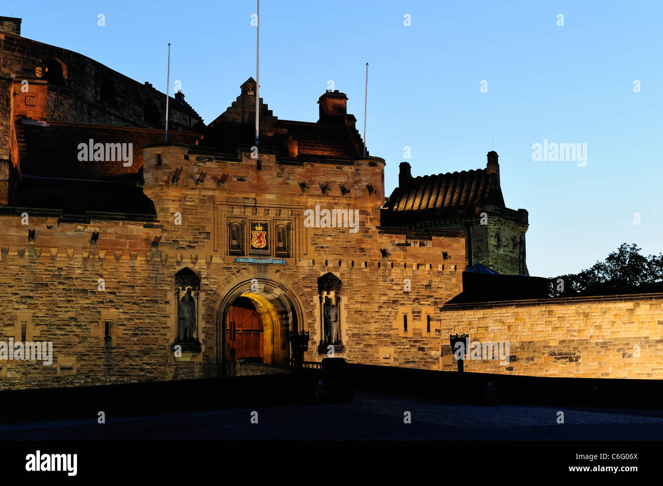 Edinburgh Castle entrance by night from Castle Esplanade, Edinburgh ...