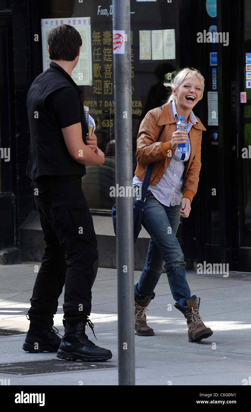 Hannah Spearritt filming on location for the ITV sci-fi series ...