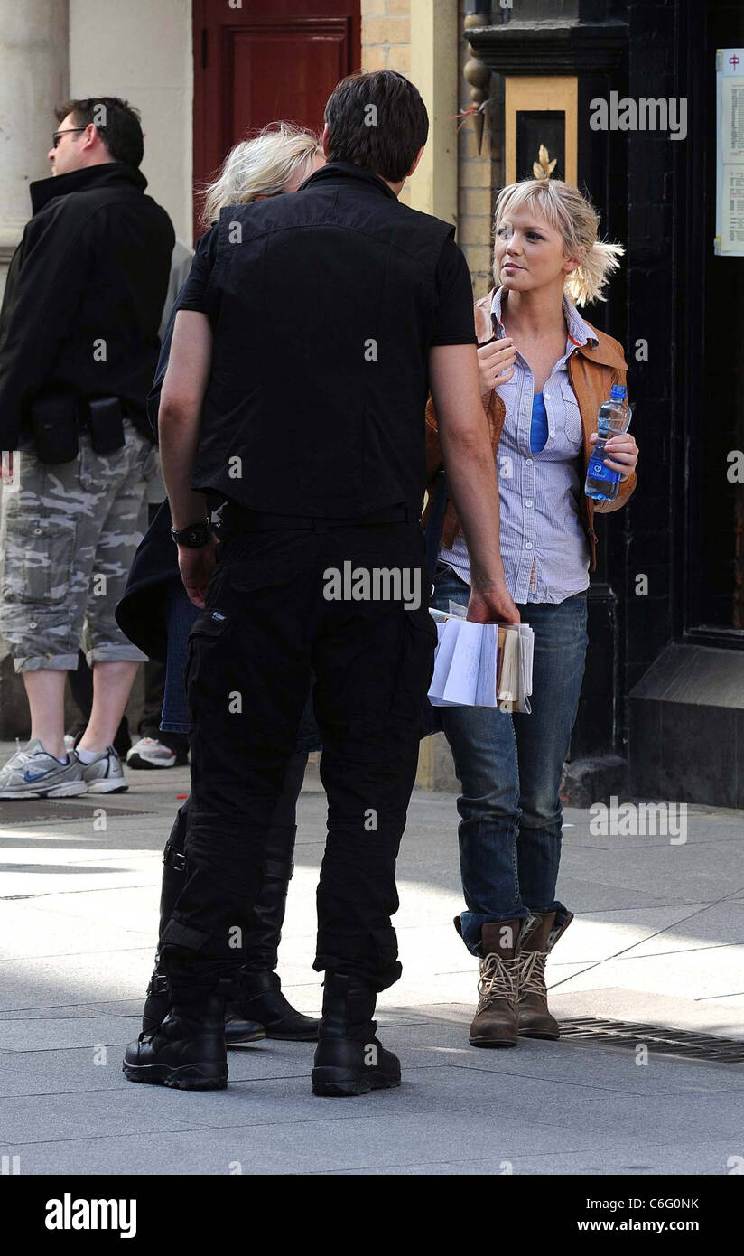 Hannah Spearritt filming on location for the ITV sci-fi series ...