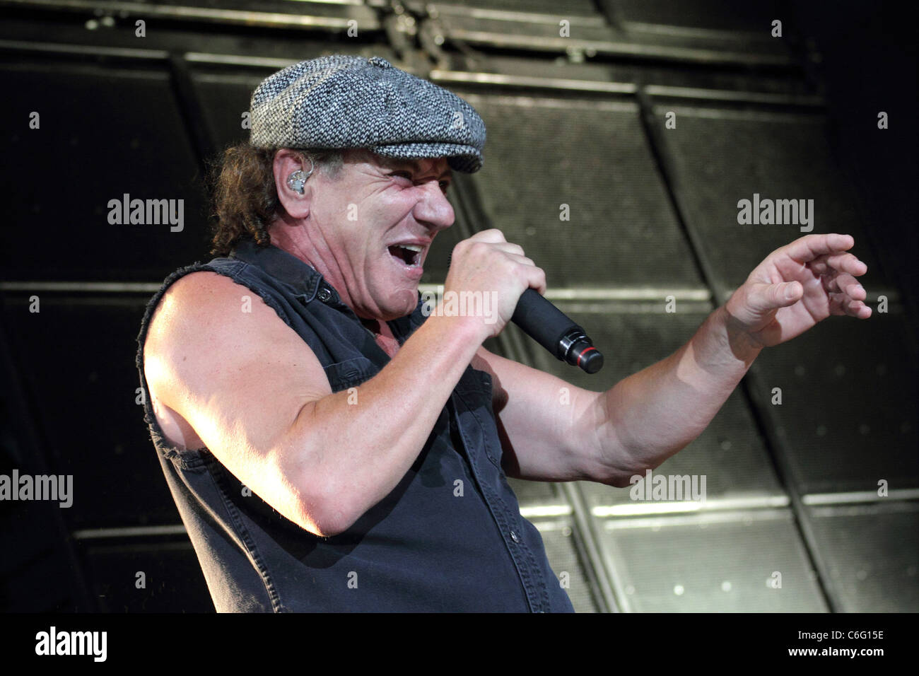 Brian Johnson of ACDC performing live in concert as part of the "Black ...