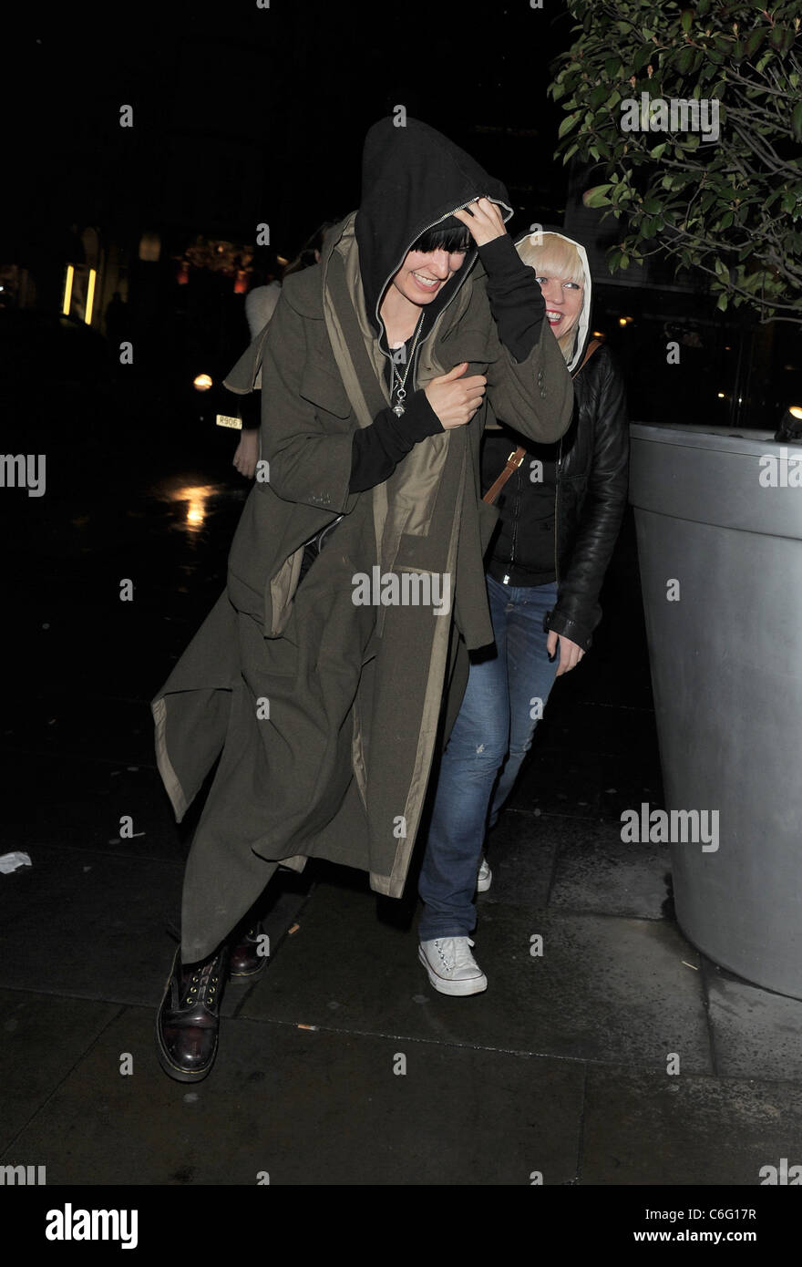 Agyness Deyn arriving at Bungalow 8 nightclub with a female friend. In ...