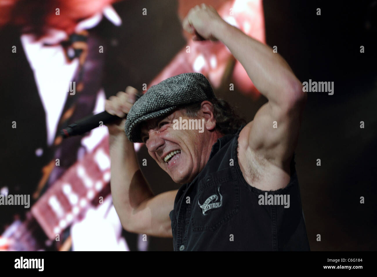 Brian Johnson of ACDC performing live in concert as part of the "Black ...
