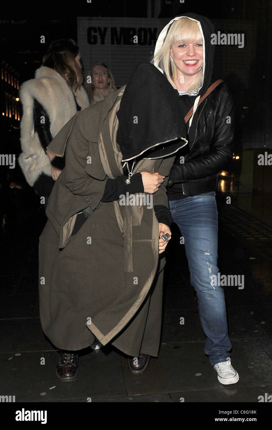 Agyness Deyn arriving at Bungalow 8 nightclub with a female friend. In ...