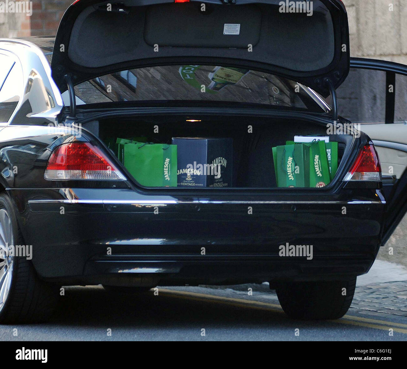 Bags and boxes loaded into Pink's (aka Alicia Moore) car after she and ...