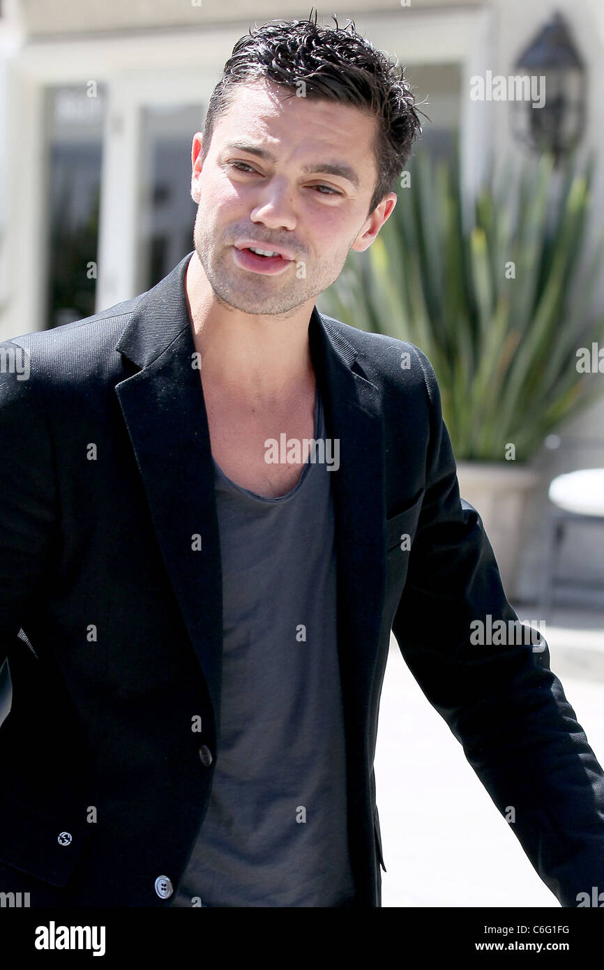 Dominic Cooper arriving at Le Pain Quotidien restaurant to meet friends ...
