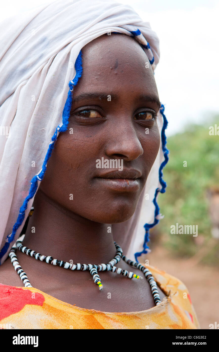Portrait of an Oromo tribeswoman at a watering-hole in the Chercher ...