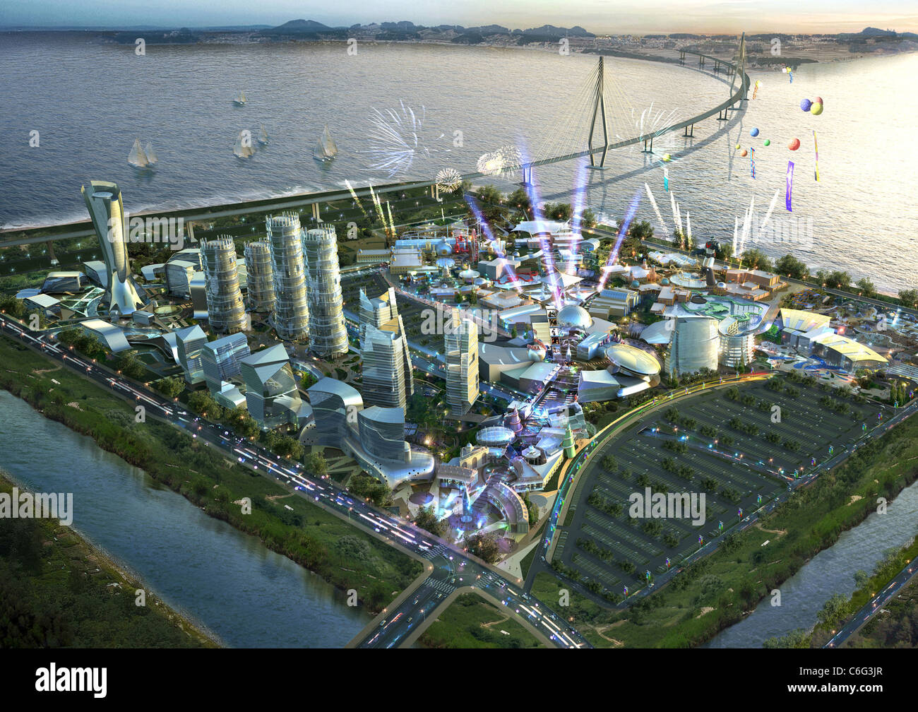 Robotland (evening scenery) South Korea is committed to building not ...