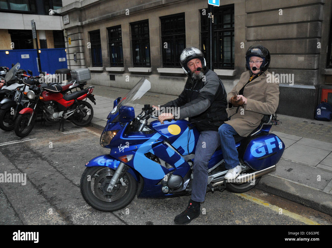 Paul ogrady takes virgin limobike london motorcycle taxi london hi-res stock photography and ...