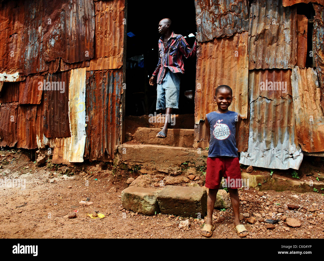 People in a slum area near Fort Street in Freetown, Sierra Leone Stock ...