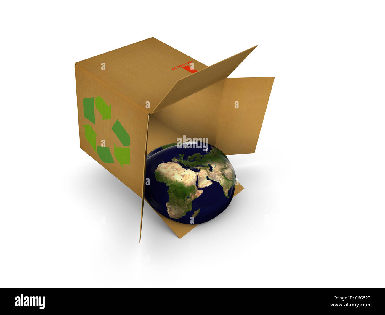 Earth in a box isolated on white. High resolution image Stock Photo - Alamy