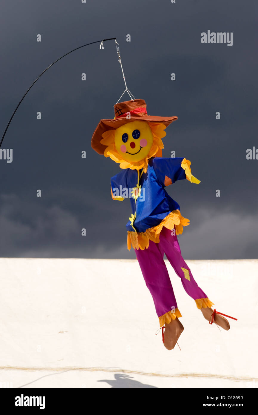 small colourful scarecrow kite flying in the breeze at southsea kite ...