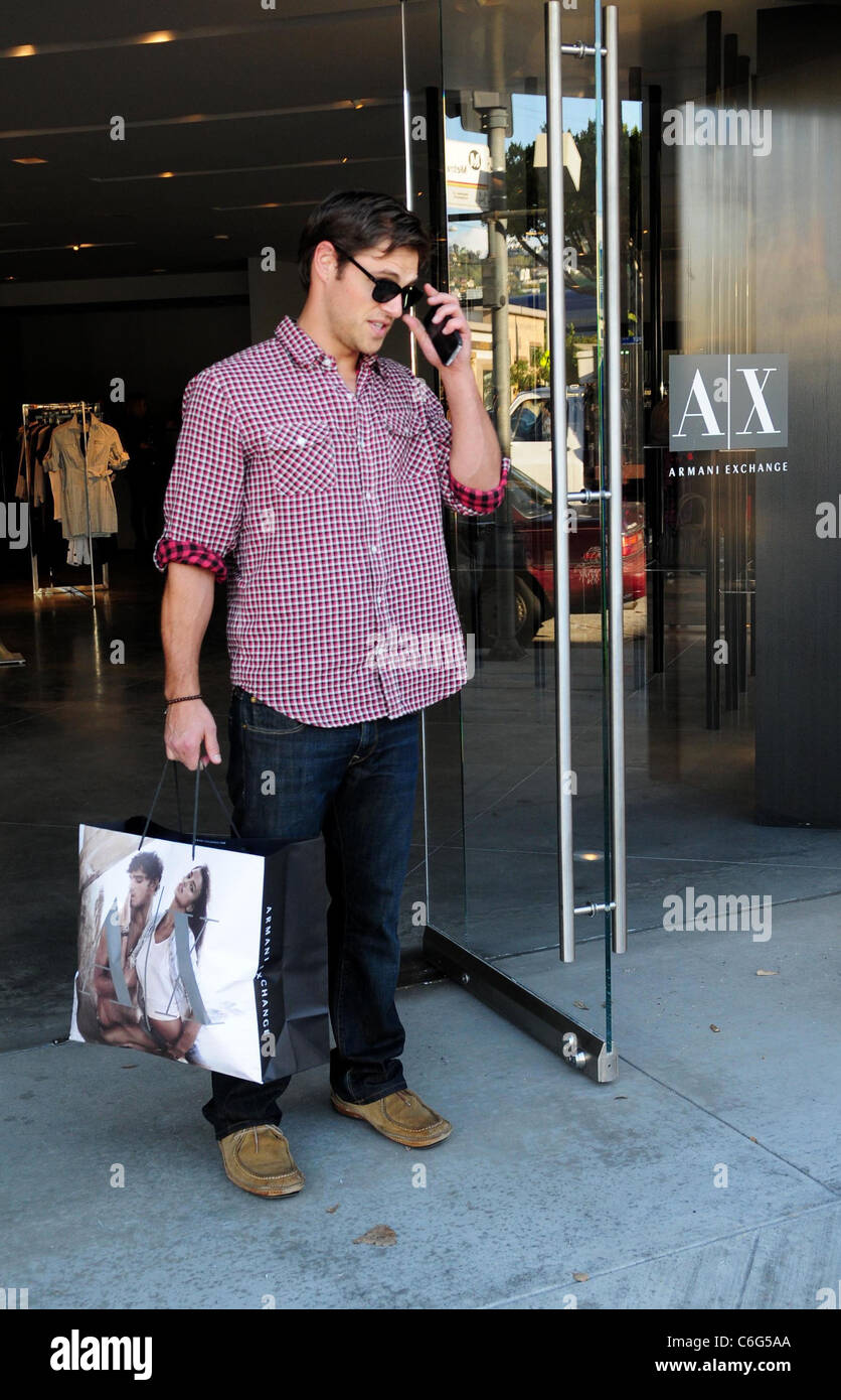 Actor Sam Page shopping at the new Armani Exchange store at Sunset Blvd ...