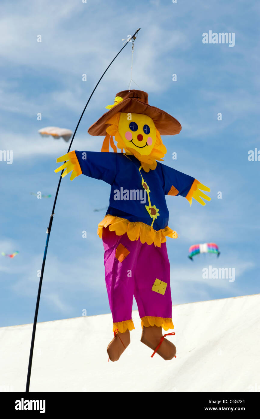 small colourful scarecrow kite flying in the breeze at southsea kite ...