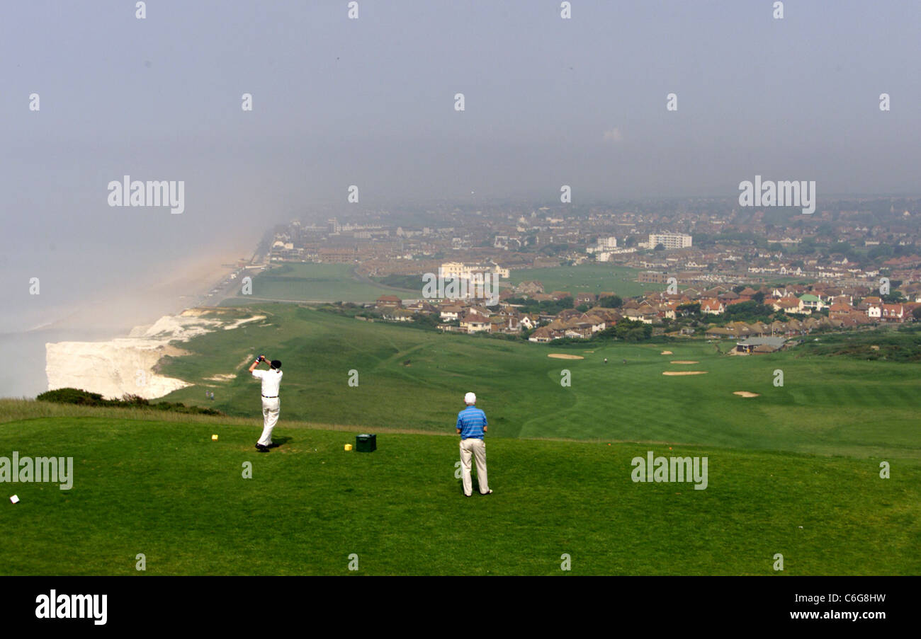 SEAFORD HEAD GOLF COURSE - TEEING OFF AT THE SPECTACULAR EIGHTEENTH ...