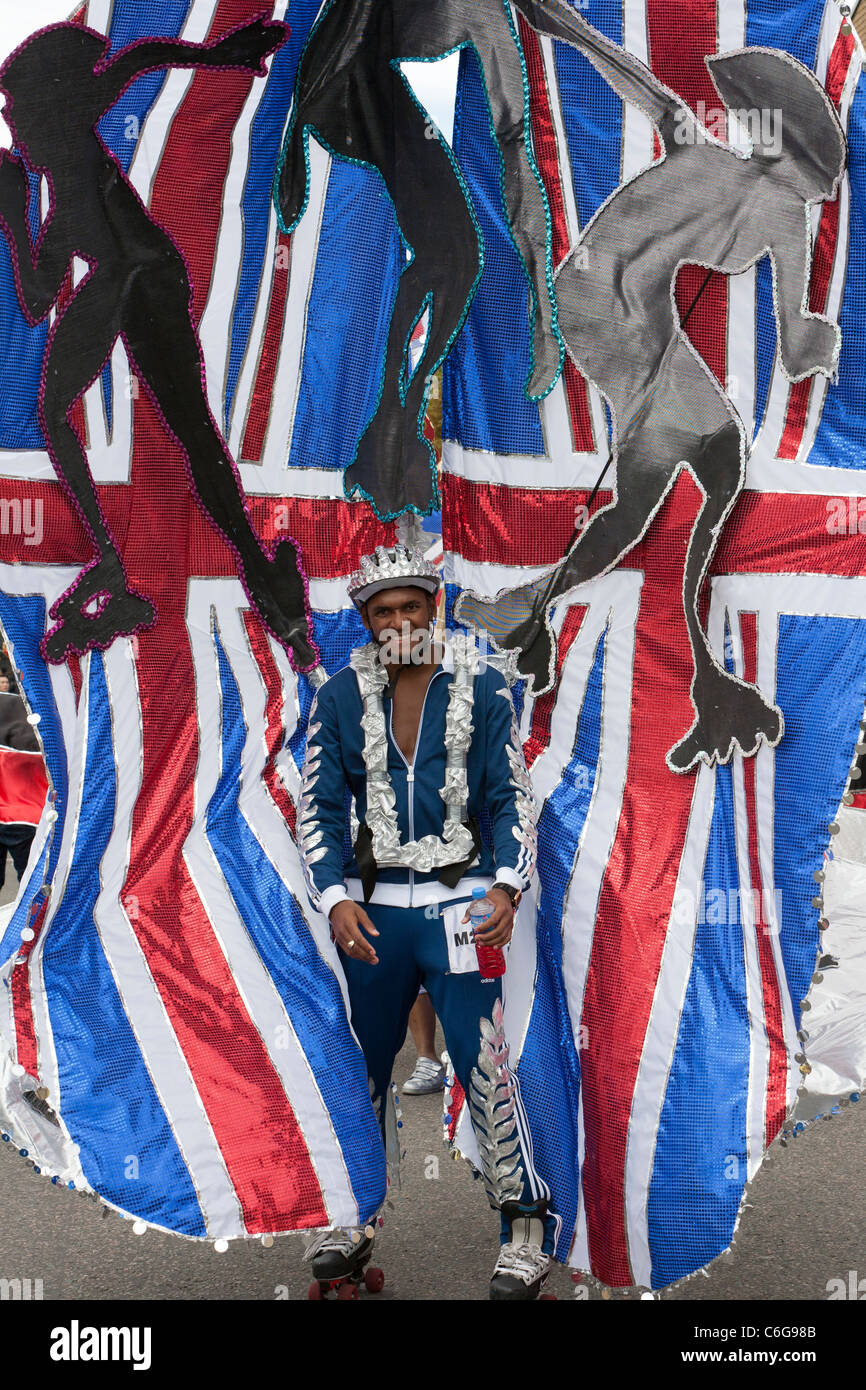 Male dancer with Union Jack costume at Notting Hill Carnival Stock ...