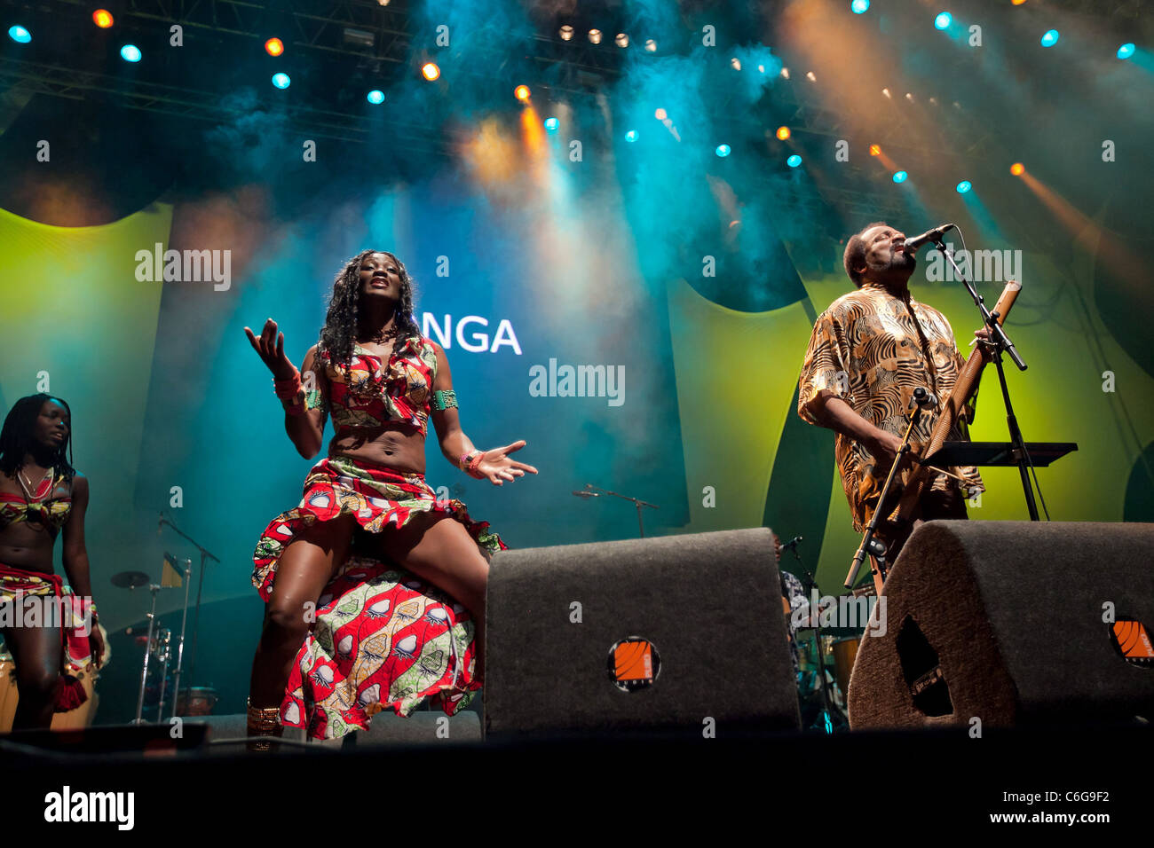 Bonga performing at the Festival FestiAngola held at the Pavilhao ...