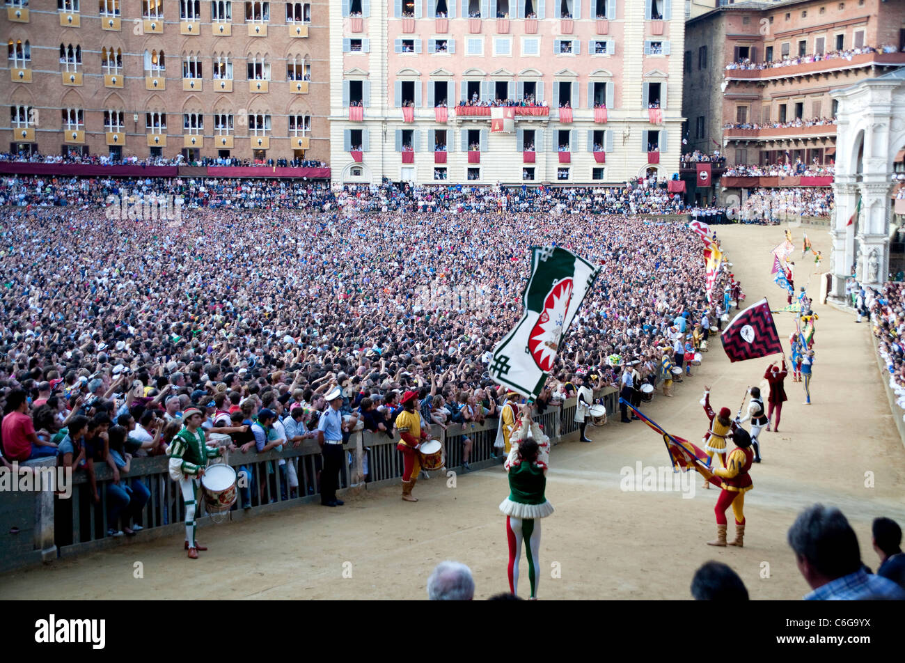 Palio di Siena 2011, July 2. Horse race: horses racing and historical ...