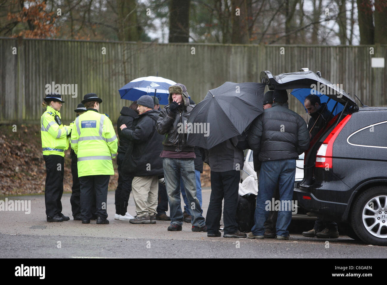 Photographers and media wait outside Cheryl Cole's house in the village ...