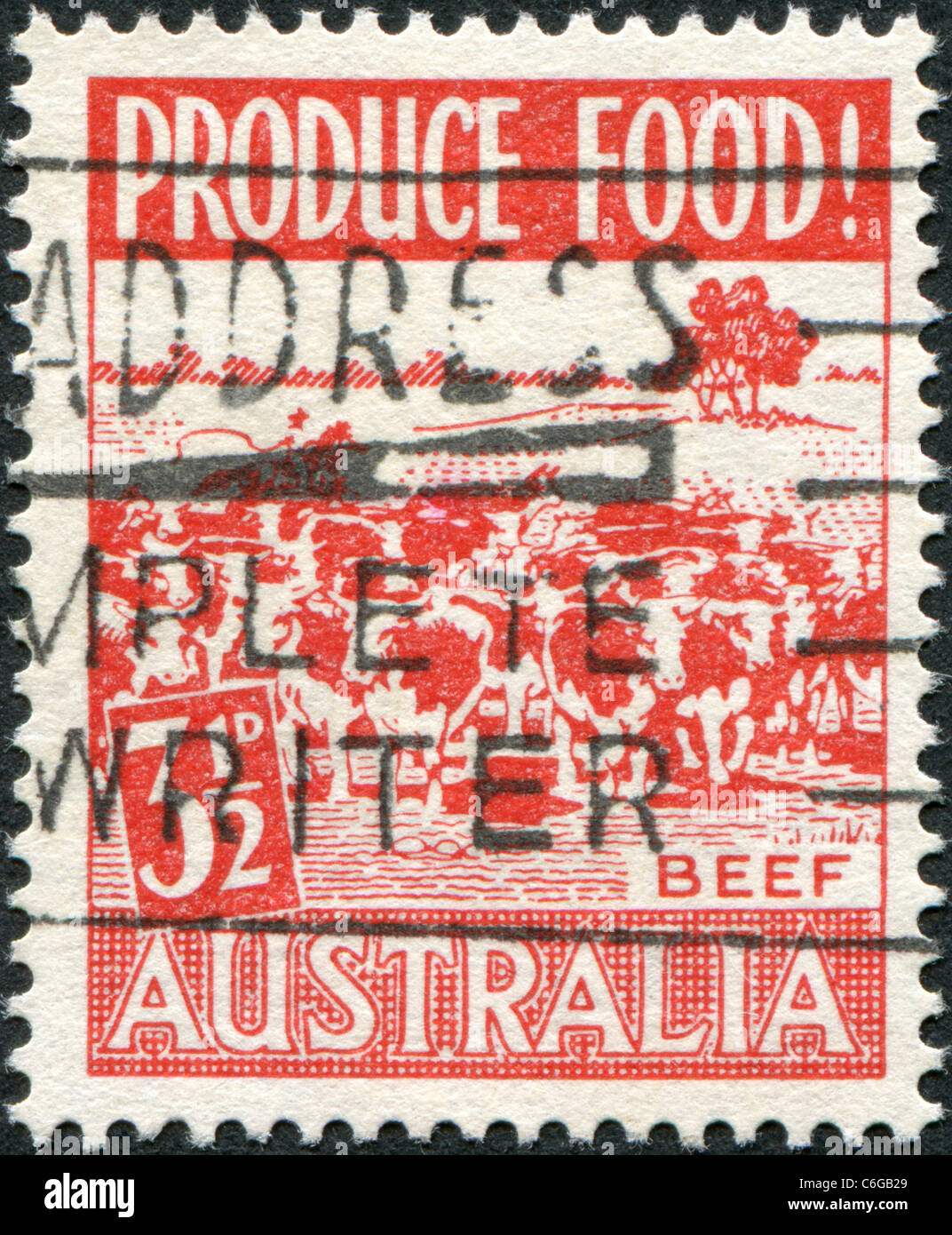 AUSTRALIA - 1953: A stamp printed in Australia, is devoted to food ...