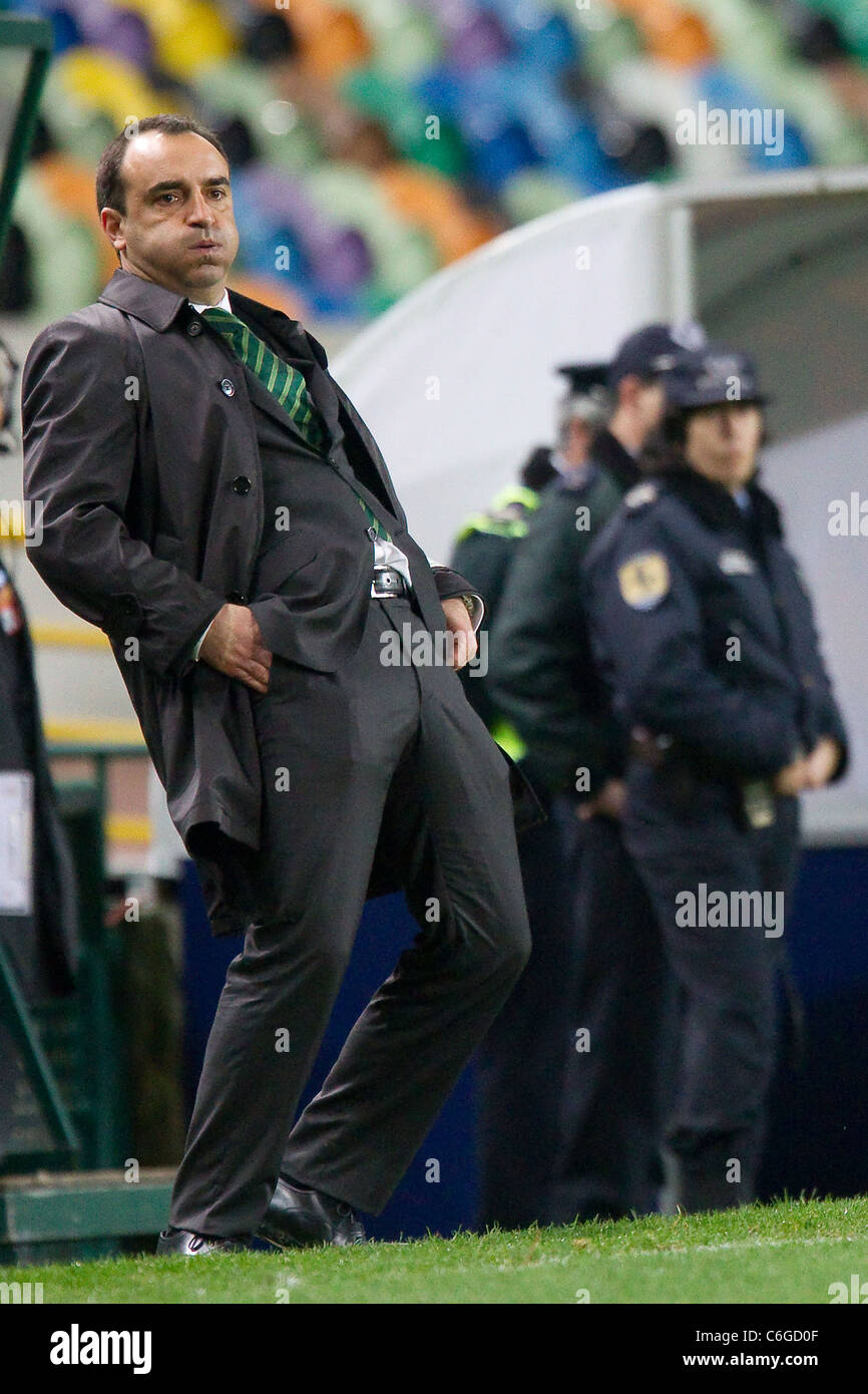 Carlos Carvalhal, Sporting's coach reacts during the football match ...