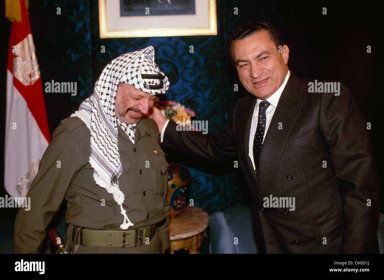 Cairo, Egypt -- 21 Nov 1988 -- PLO Chairman Yasser Arafat in talks with ...