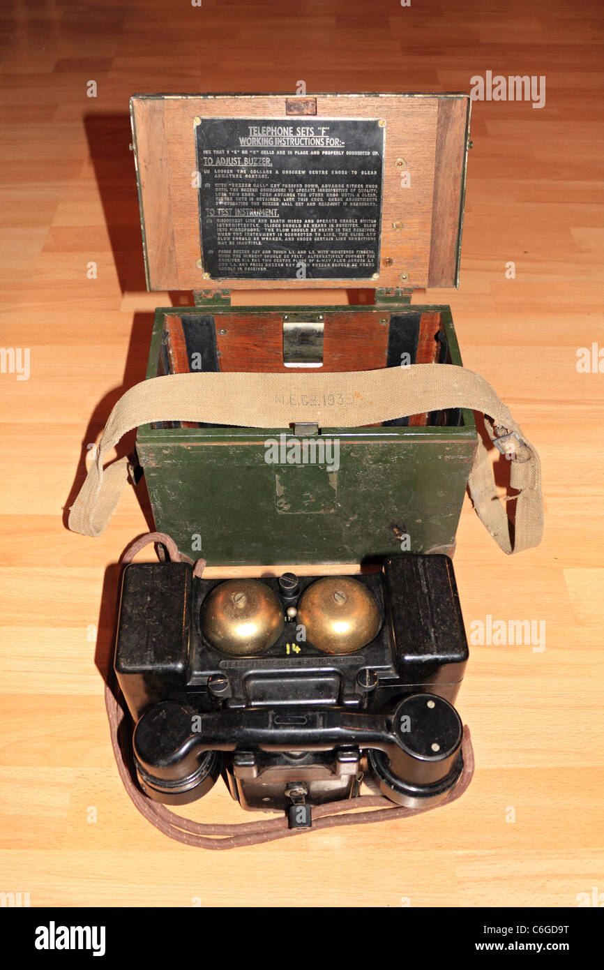 World War 2 Military telephone with box. UK Stock Photo - Alamy
