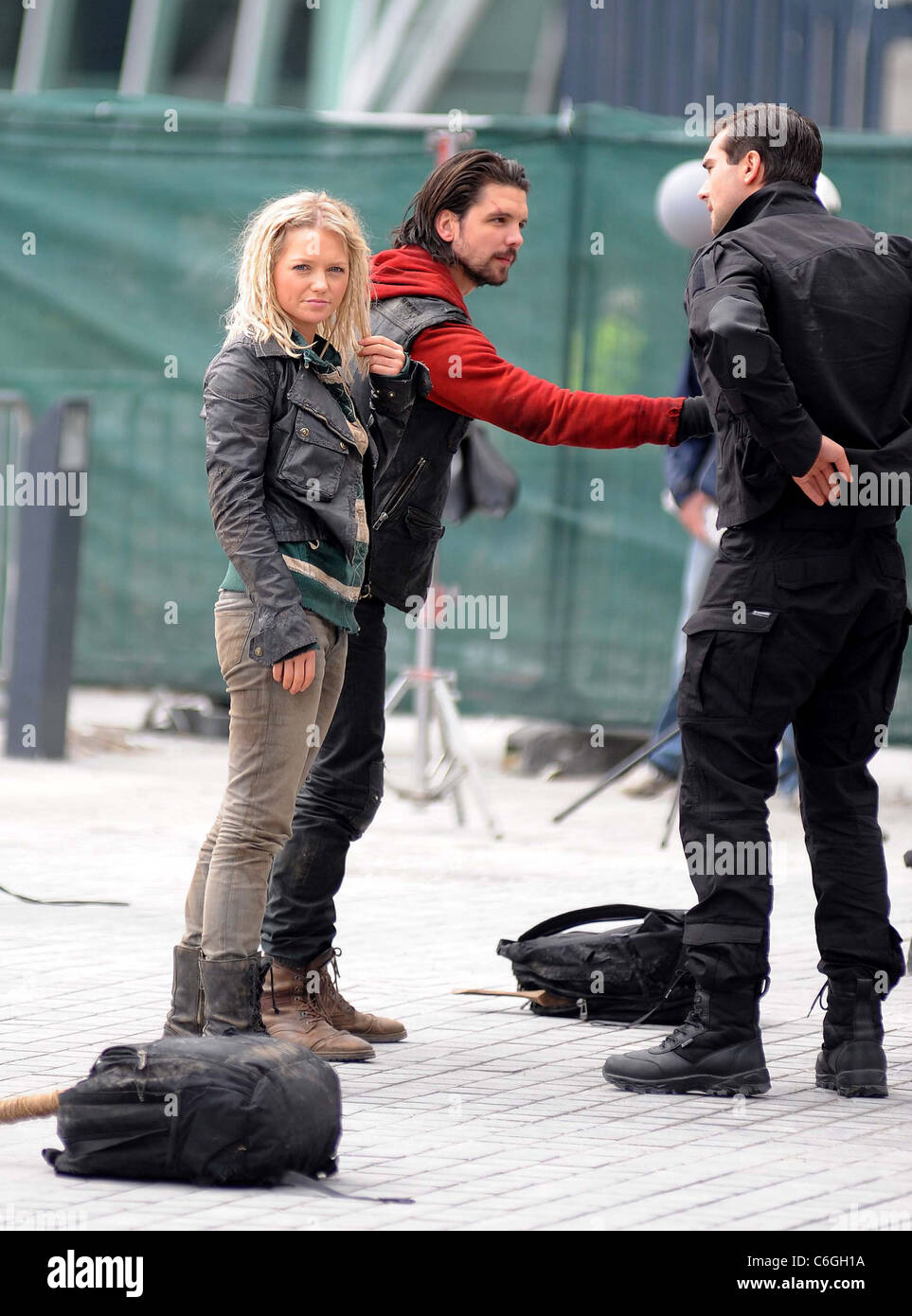 Hannah Spearritt and Andrew-Lee Potts on the set of the ITV sci-fi ...