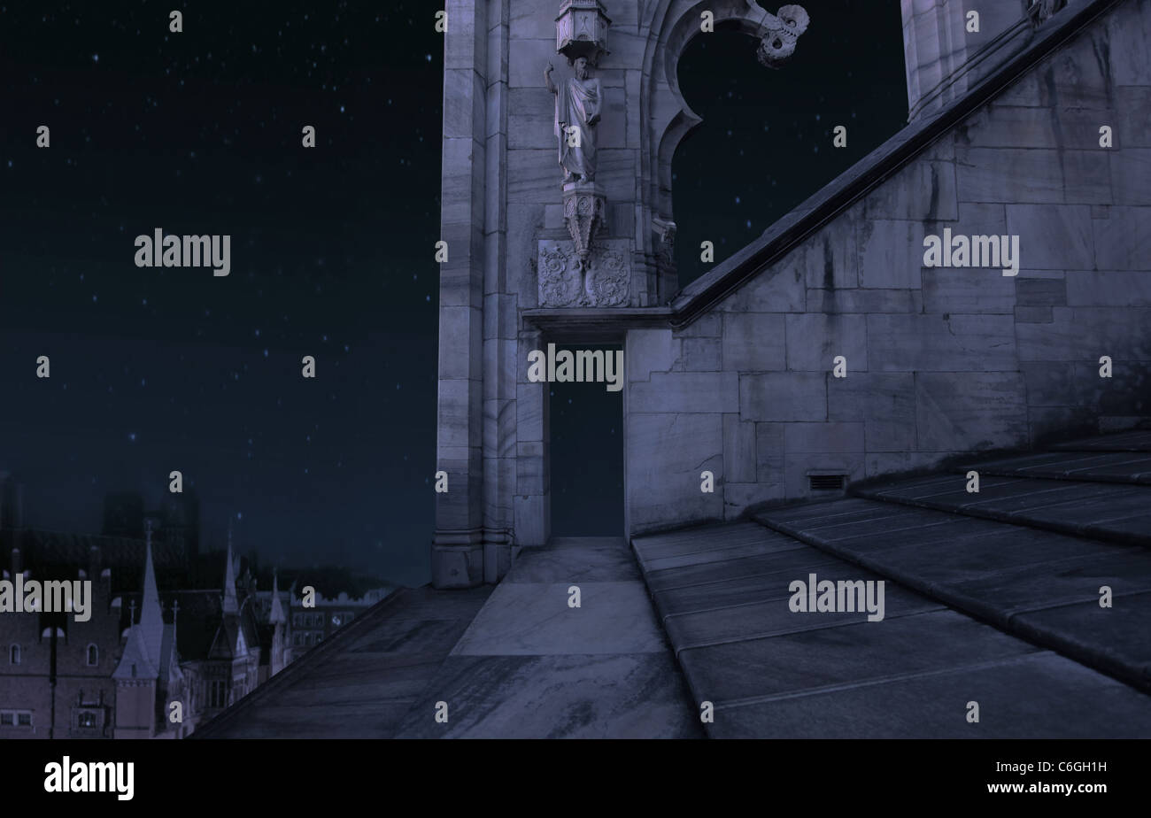 The part of the old castle at night Stock Photo - Alamy