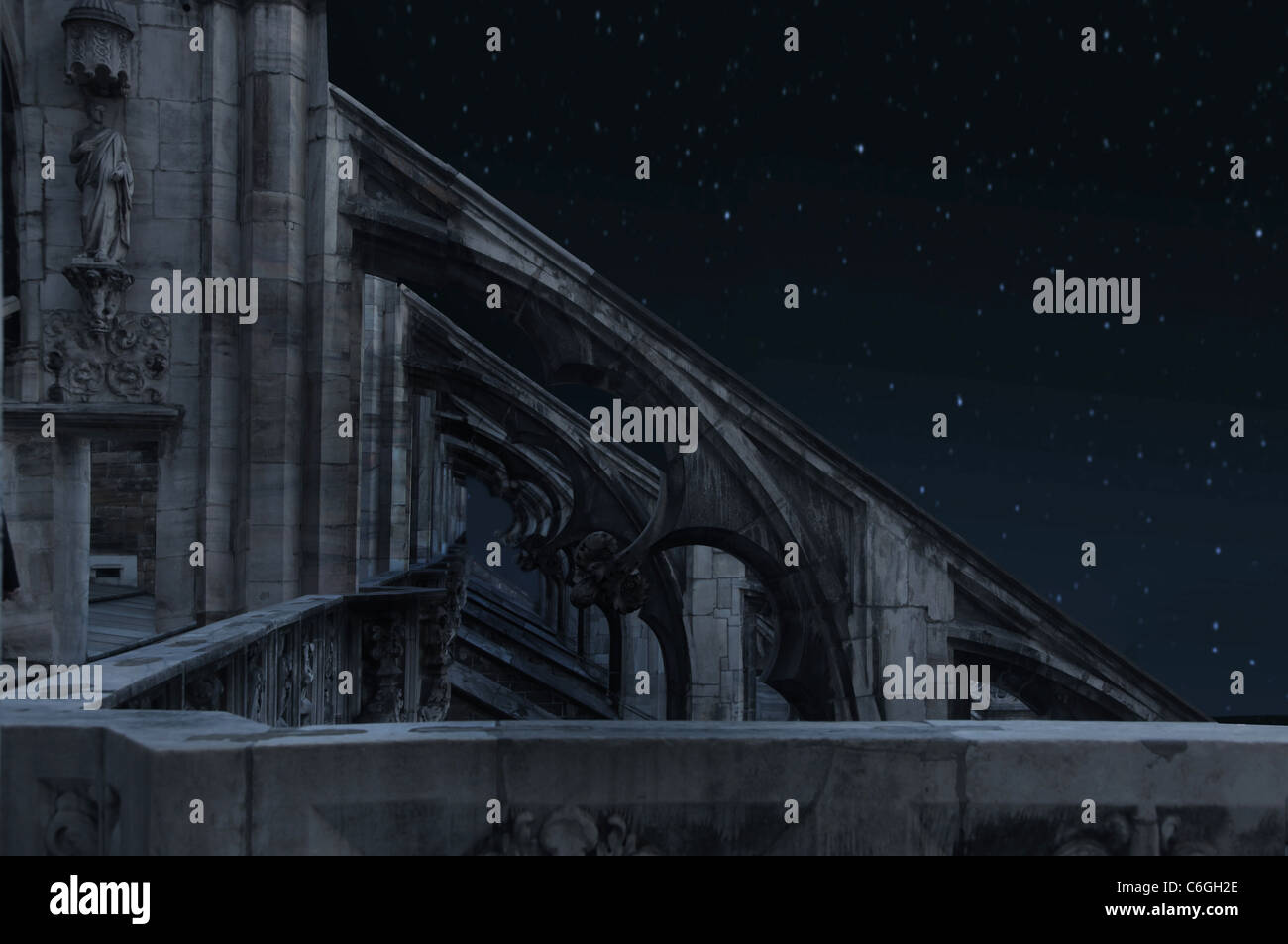 The part of the old castle at night Stock Photo - Alamy